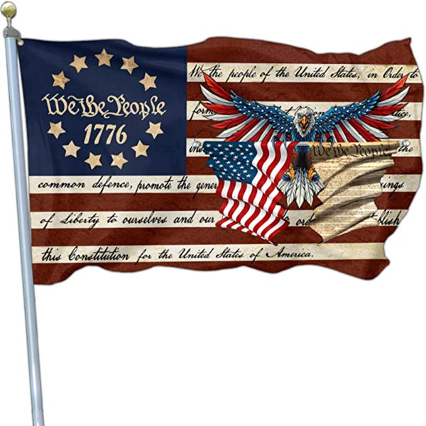 The Holiday Aisle® Goddord We The People Flag 1776 American Flags With Eagle For Outside 4Th Of ...